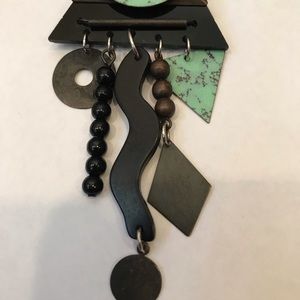 Vintage | Jewelry | Vintage 98s Triangle Pin Mint Green Black Bronze ...